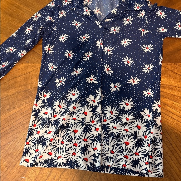 Tops | Vintage Fortrel Navy Blue Floral Button Up | Poshmark